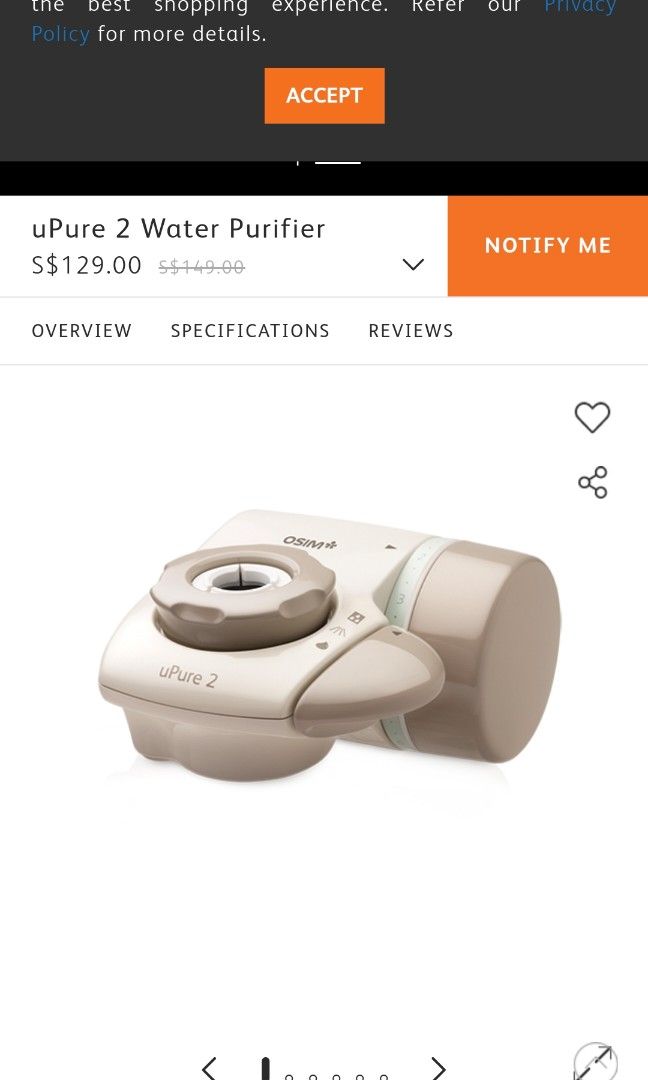 Osim upure water purifier, TV & Home Appliances, Kitchen Appliances ...