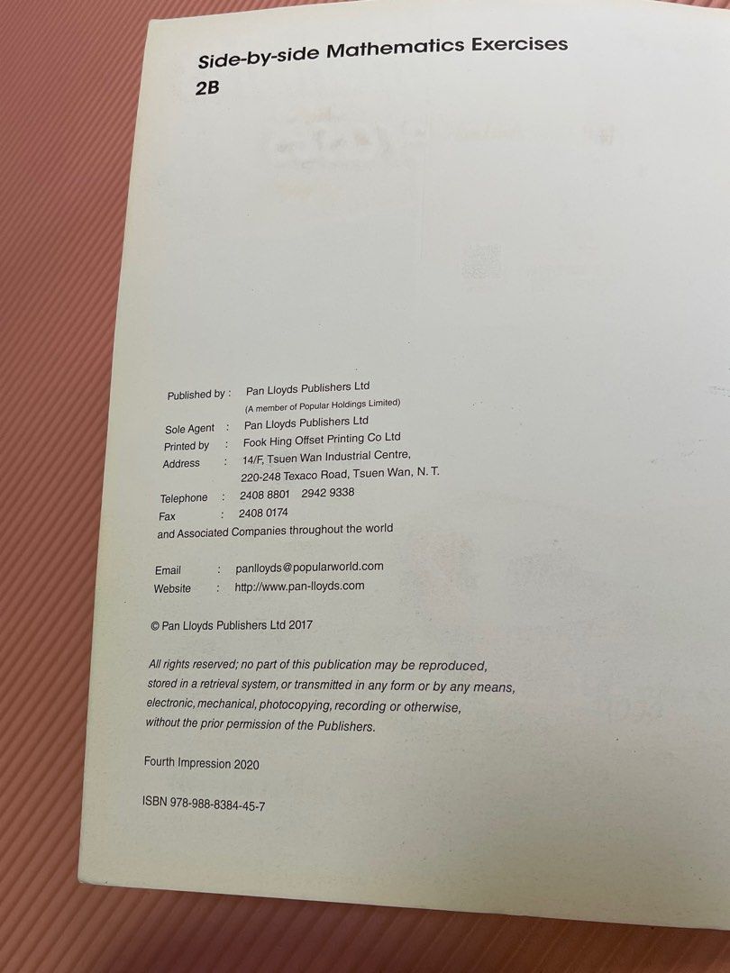 Pan Lloyds Side by Side Mathematics Exercises 2B / 樂思小二數學練習, 興趣及遊戲, 書本 ...
