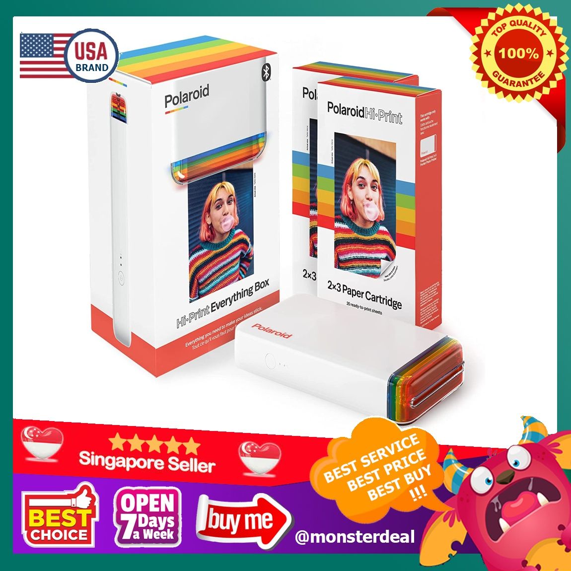 Polaroid Hi-Print - Bluetooth Pocket Photo Printer + Paper Double Pack ...