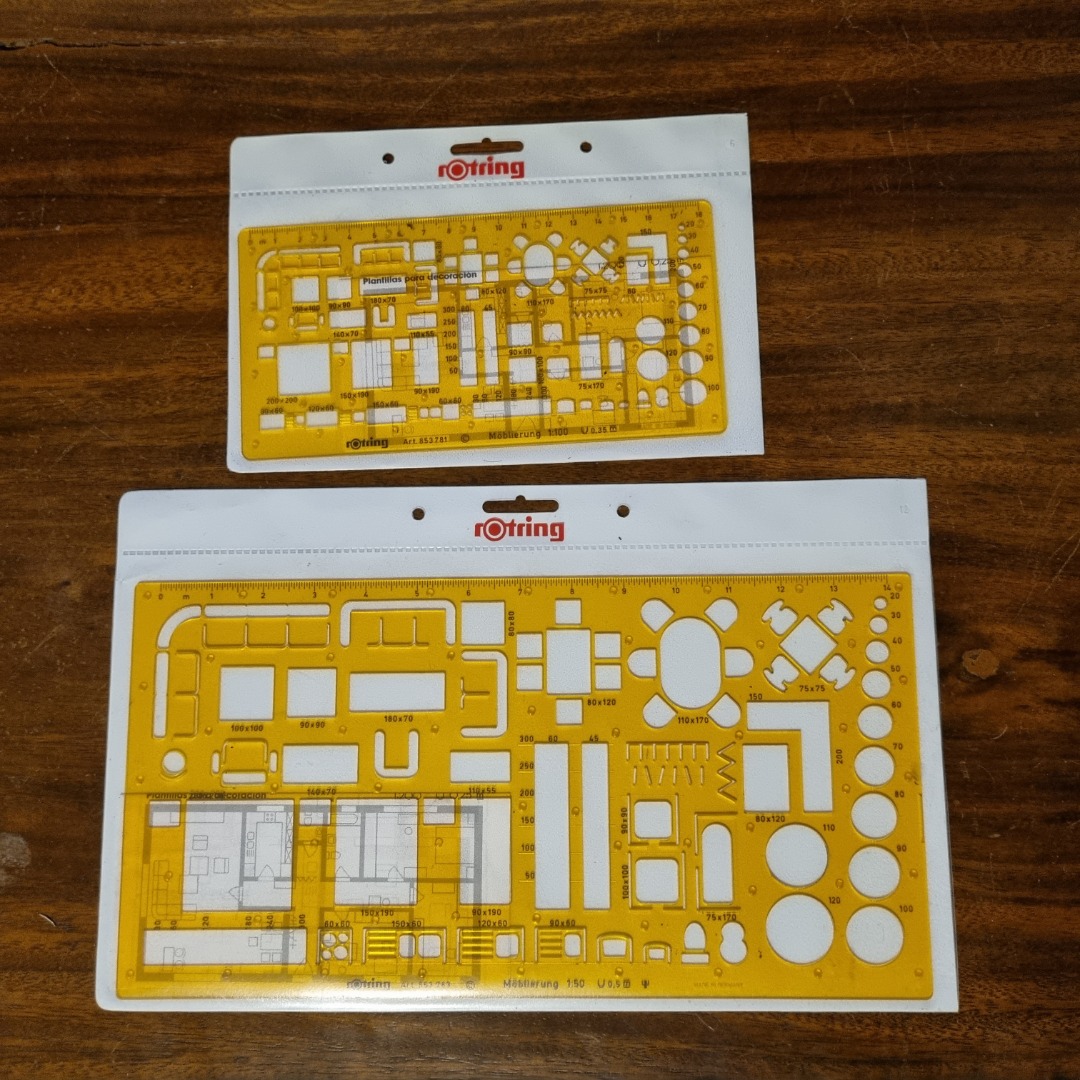 Rotring Furniture Templates Scales 1:100 & 1:50 for drafting ...