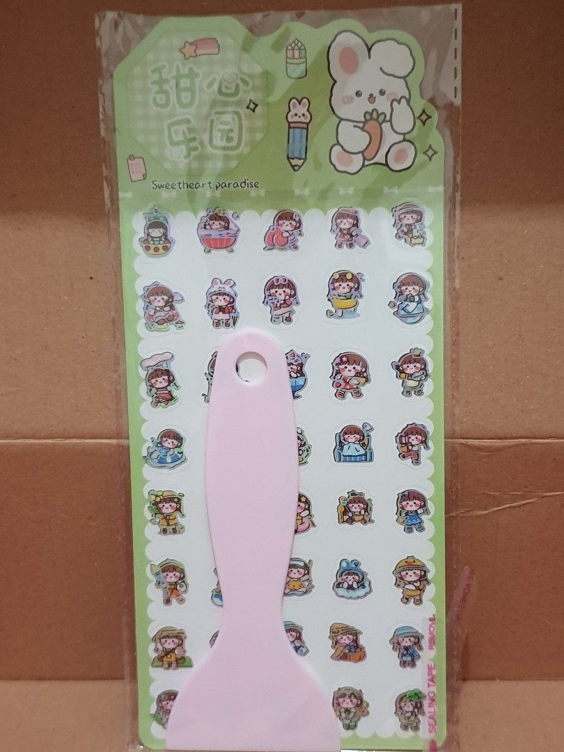 Sticker cewek gemoy hijau, Buku & Alat Tulis, Alat Tulis di Carousell