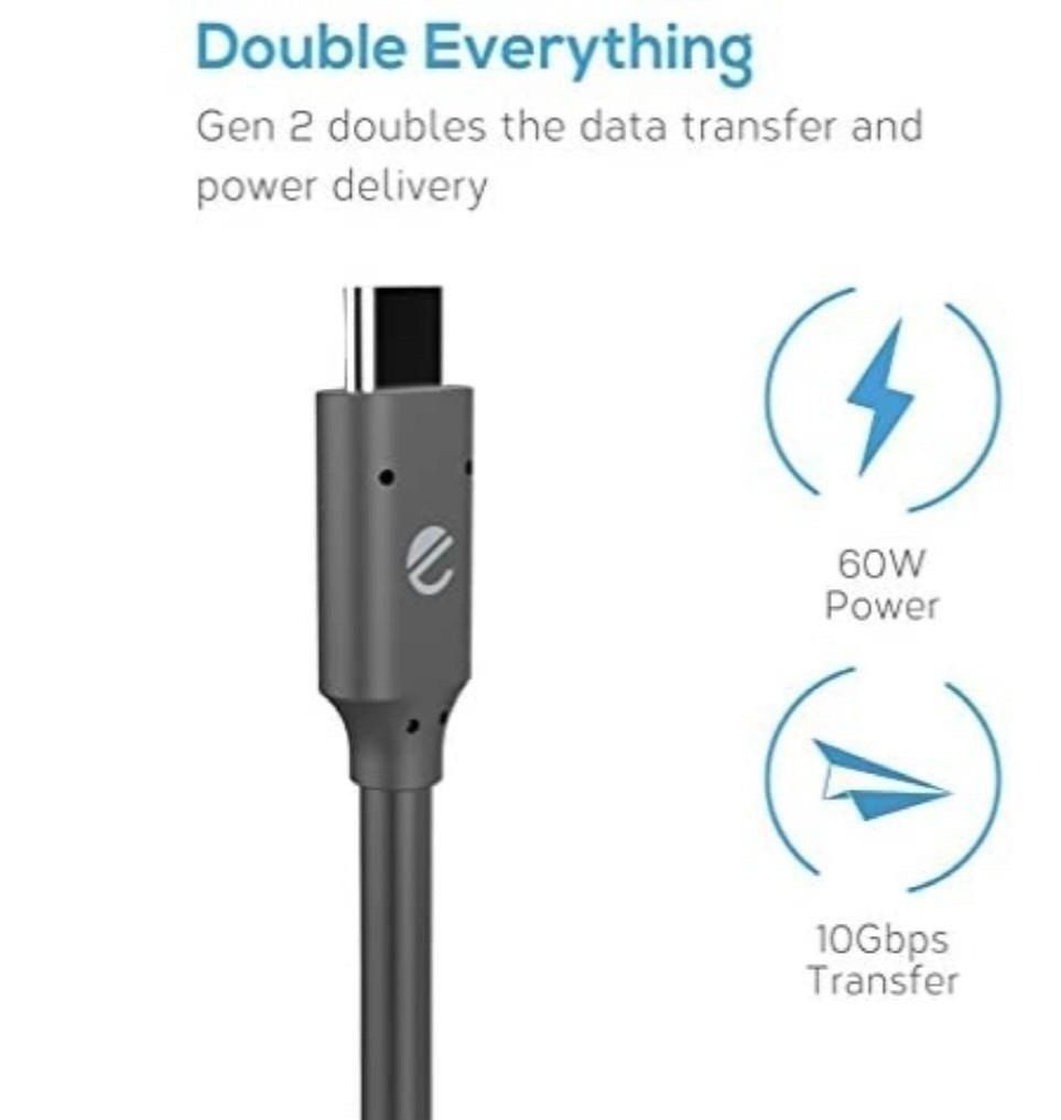 T282 USB-C to USB C 3.1 Gen 2 Cable, 10 Gbps Superspeed Data Transfer ...