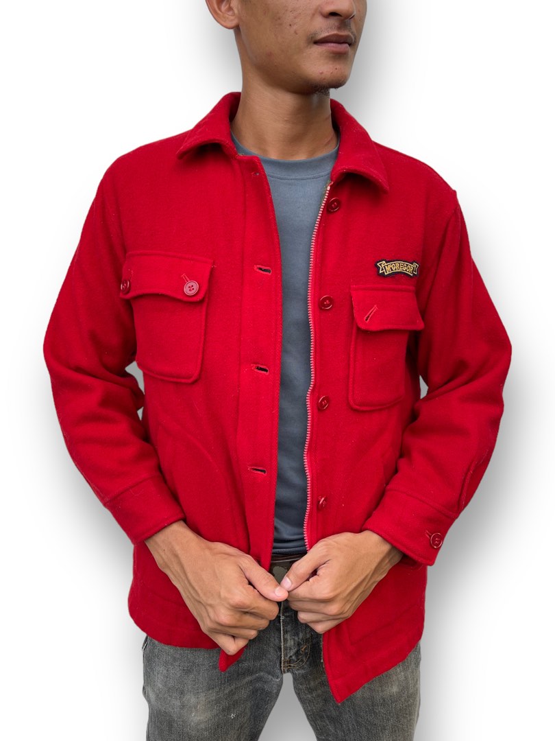 Vintage Mc Gregor Red Shirt Jacket, Men's Fashion, Coats, Jackets and ...