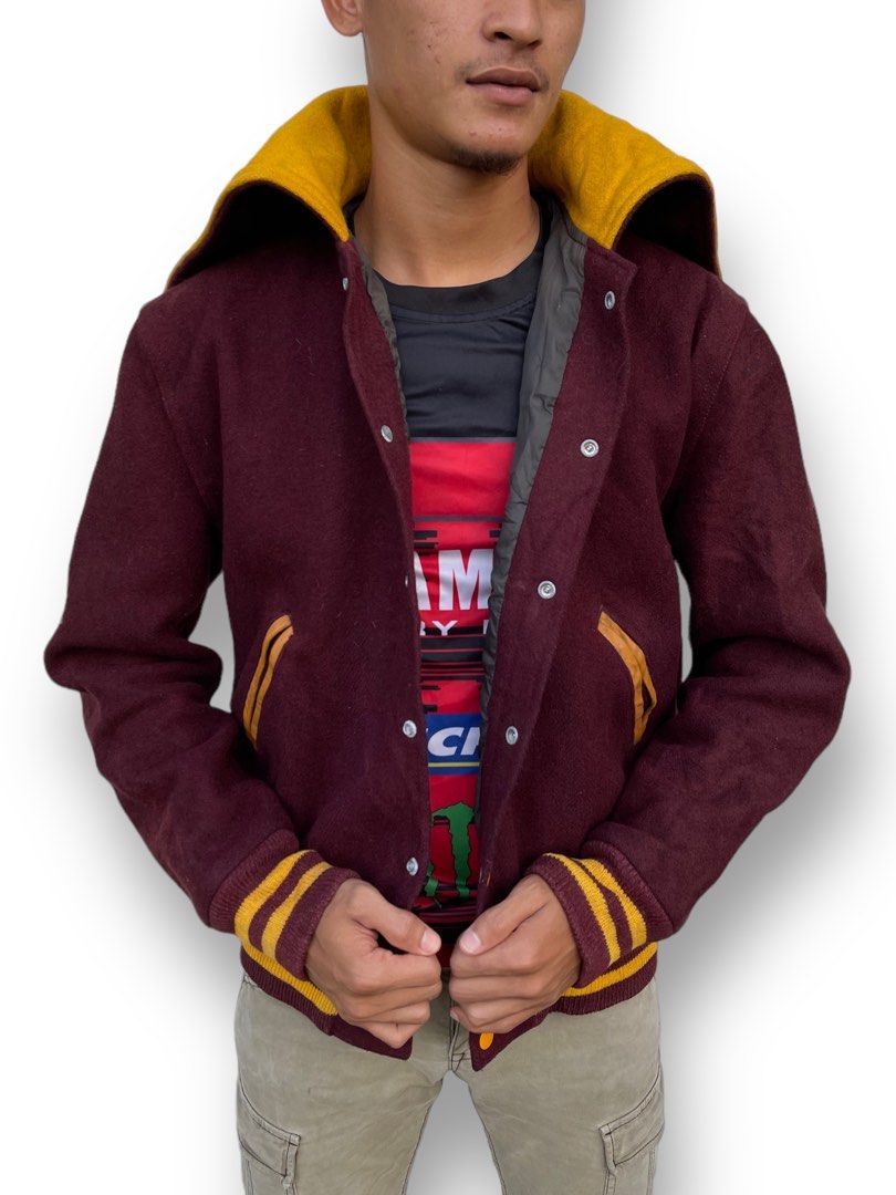 Vintage NEFF Varsity Jacket Zipper Hood Made In USA, Men's Fashion ...