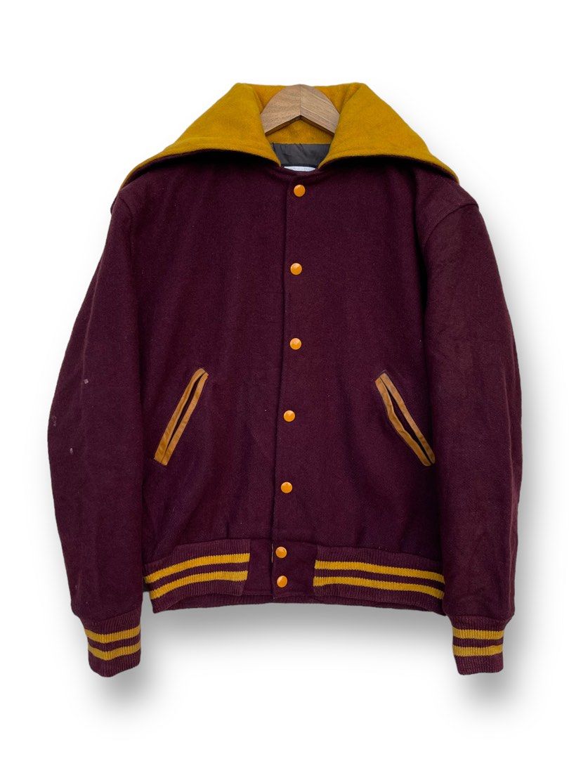 Vintage NEFF Varsity Jacket Zipper Hood Made In USA, Men's Fashion ...