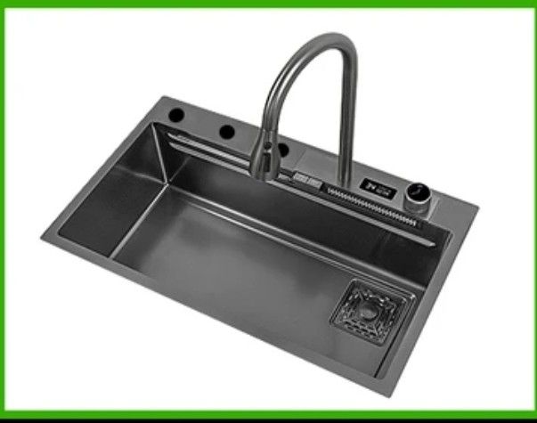 Waterfall Kitchen Sink 304 Stainless Steel Multifuctional Faucet Smart ...