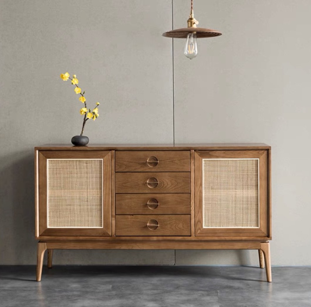 WOLF Pine Wood Rattan Sideboard, Furniture & Home Living, Furniture ...