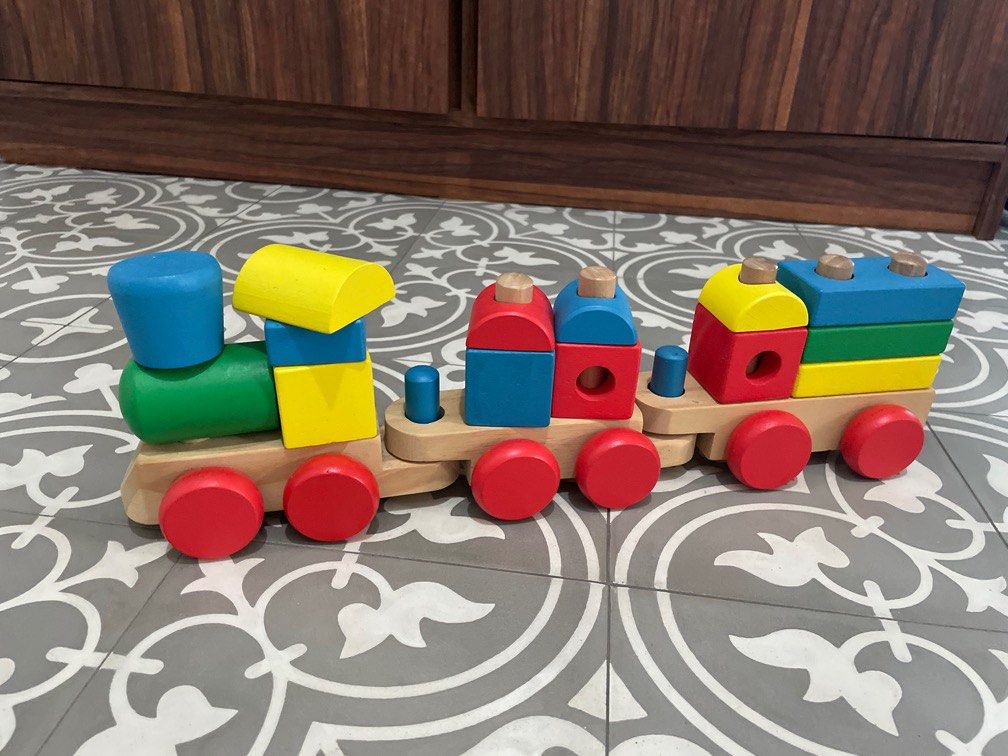 Wooden train blocks, Babies & Kids, Infant Playtime on Carousell
