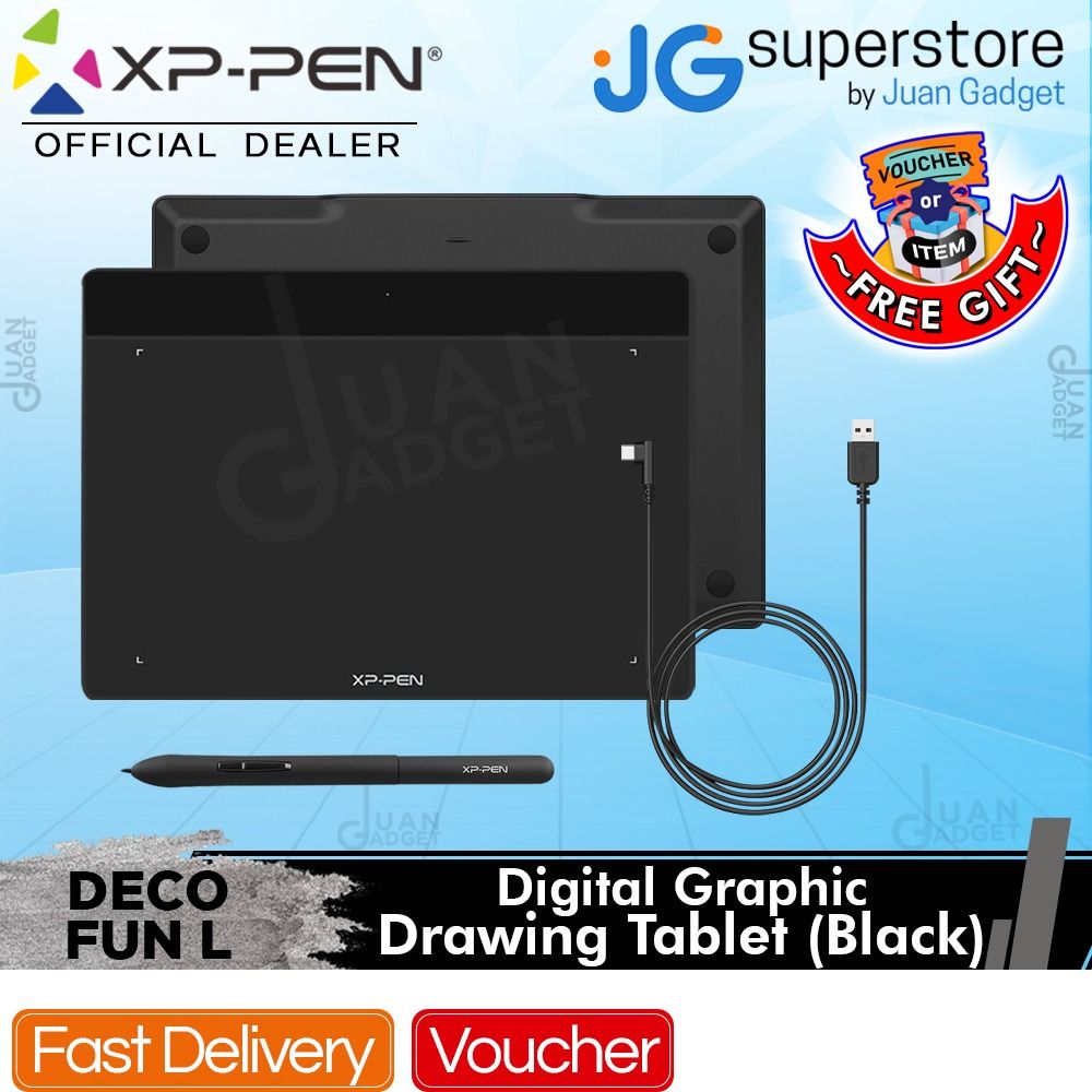 XP-Pen 10 x 6.27 inch USB-C Deco Fun L Tablet with 60 Degrees Tilt ...