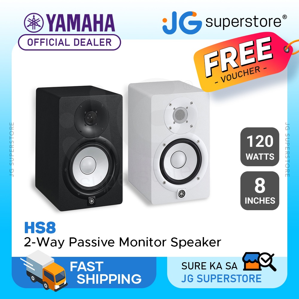 Yamaha HS8 8" 120W 2-Way Bass Reflex Powered Studio Monitor Passive ...