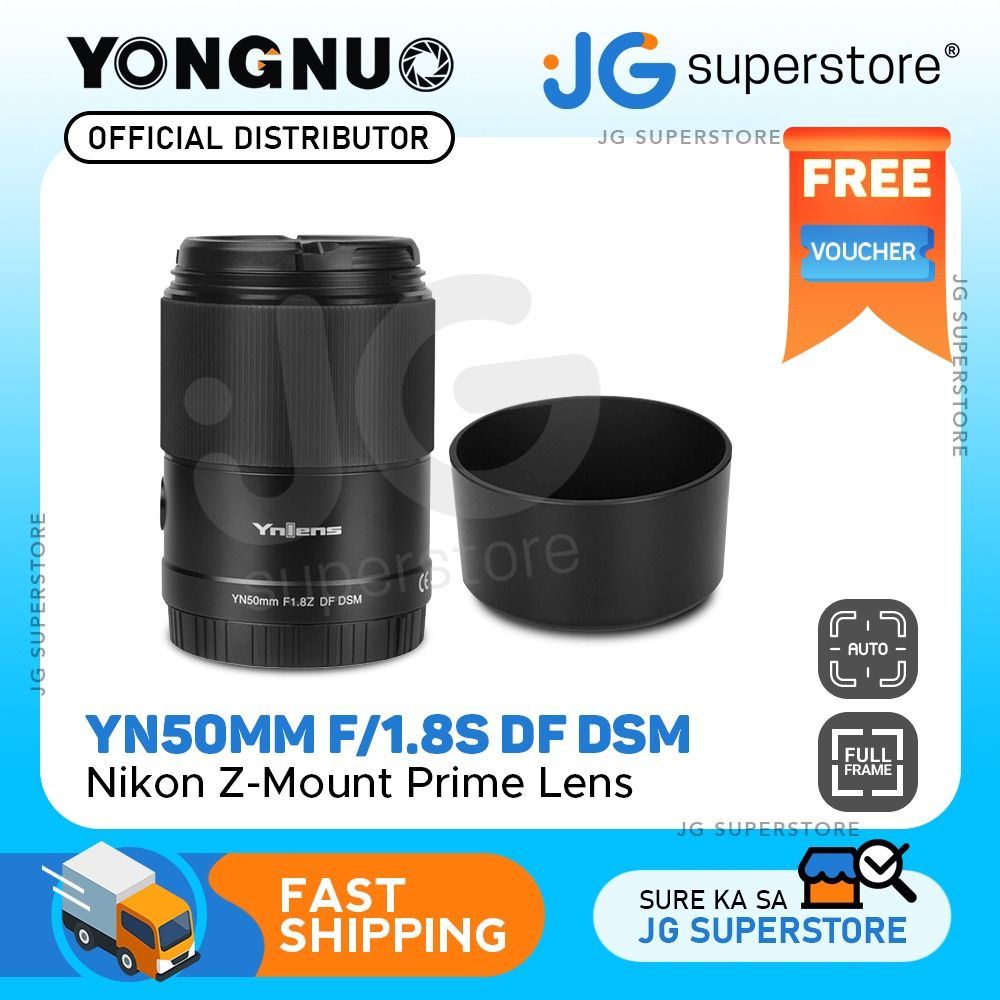 Yongnuo YN50MM F/1.8S DF DSM Auto Focus Full Frame Prime Lens with USB Type-C Port for Nikon Z ...