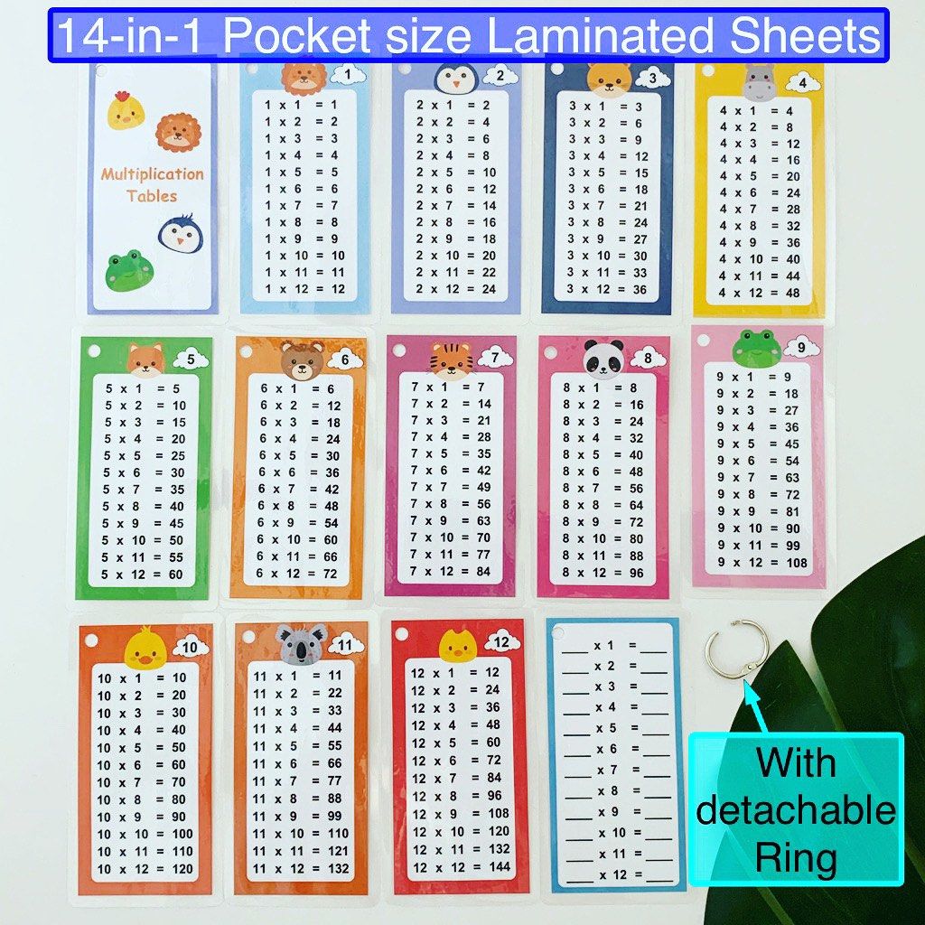 14-in-1 Multiplication Table Math Times Table Kids Educational guide ...
