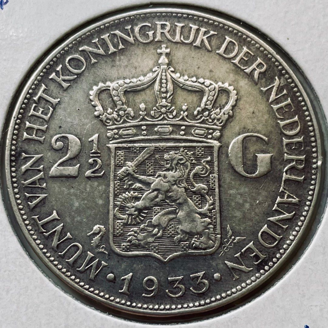 1933 Netherlands 2 1/2 Gulden (Deep Hairlines Variant!), Hobbies & Toys, Memorabilia ...