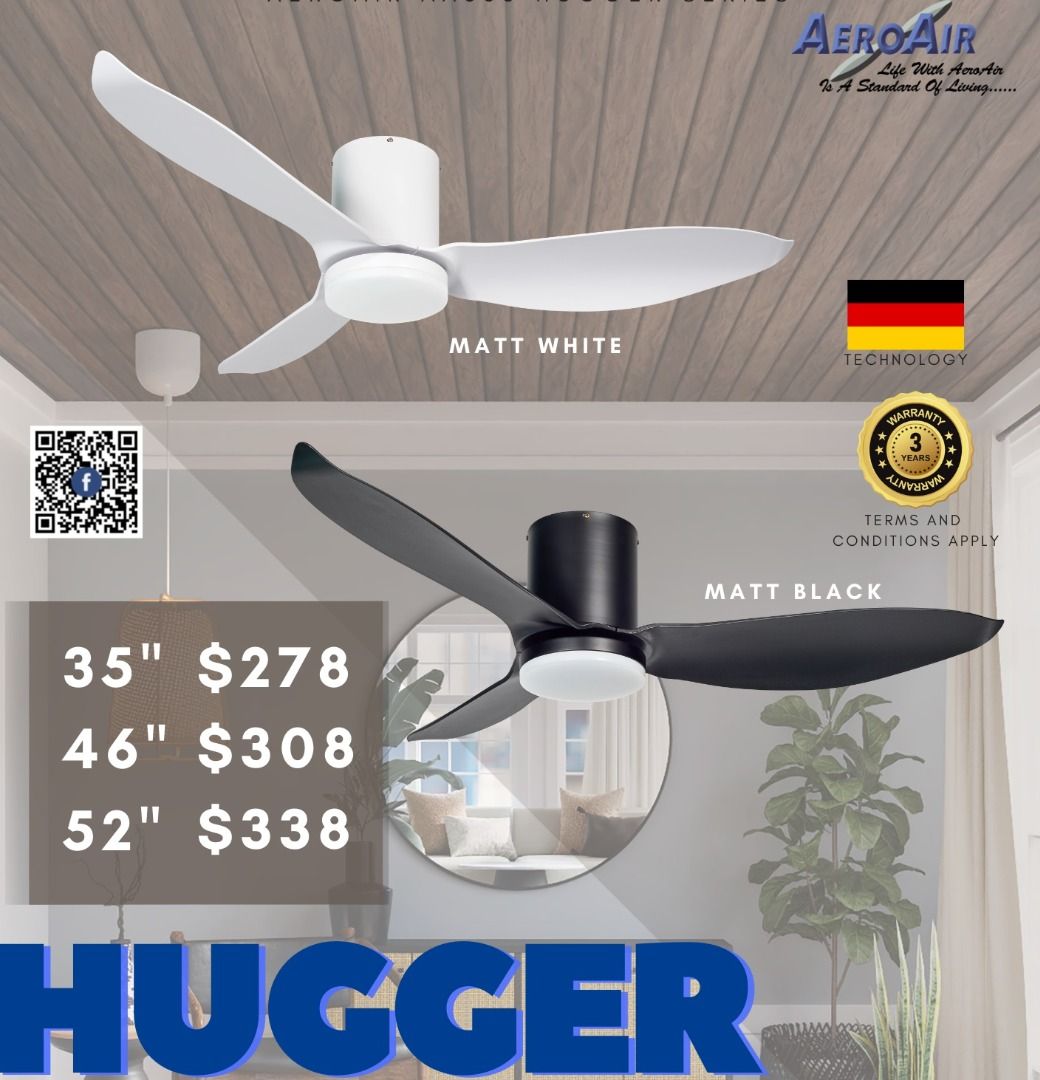 AeroAir Hugger Series AA335 Ceiling Fan, Furniture & Home Living ...