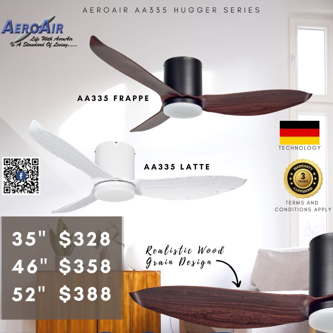 AeroAir Hugger Series AA335 Ceiling Fan, Furniture & Home Living ...