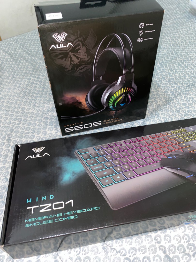 AULA T201 keyboard and mouse & AULA S605 gaming headset on Carousell