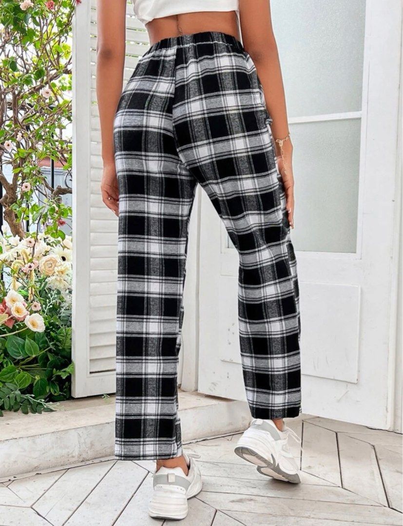 Black White Checkered Pants, Women's Fashion, Bottoms, Other Bottoms on ...