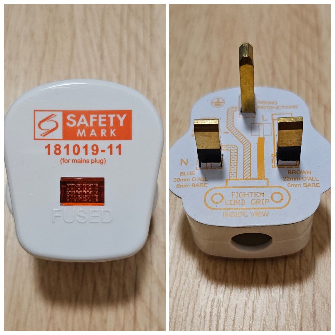 Britz 3 Pin Plug Head 13A Fused With Neon Light Indicator and Singapore ...