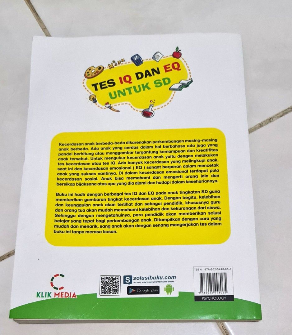 Buku Tes IQ dan EQ untuk SD, Buku & Alat Tulis, Buku Pelajaran di Carousell Buku Tes IQ dan EQ untuk SD, Buku & Alat Tulis, Buku Pelajaran di Carousell
