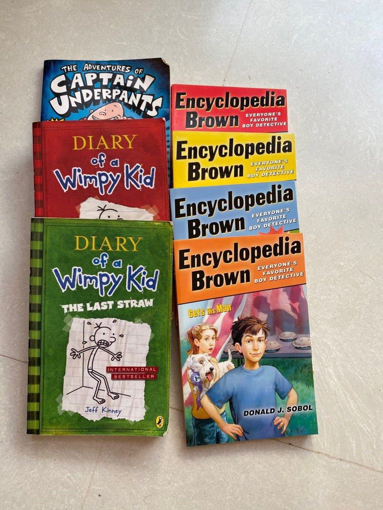 Bundle of 7 Kids Books Encyclopedia Brown Wimpy Kid Captain Underpants ...