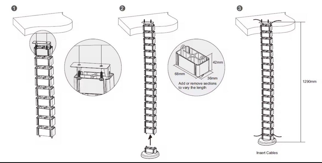 Cable Snake, Rectangle, Workstation Accessory, Cable Management - CS ...
