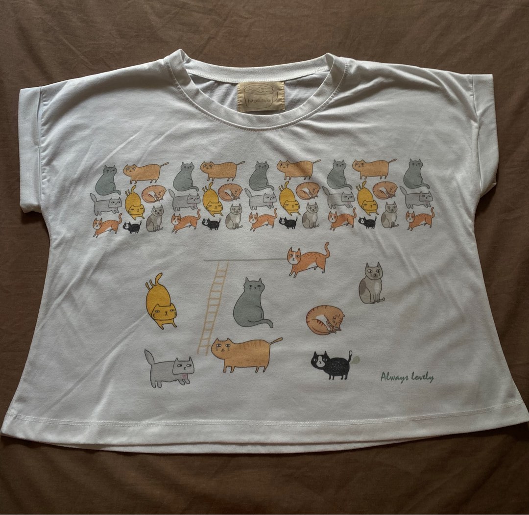cute cat crop top, Babies & Kids, Babies & Kids Fashion on Carousell