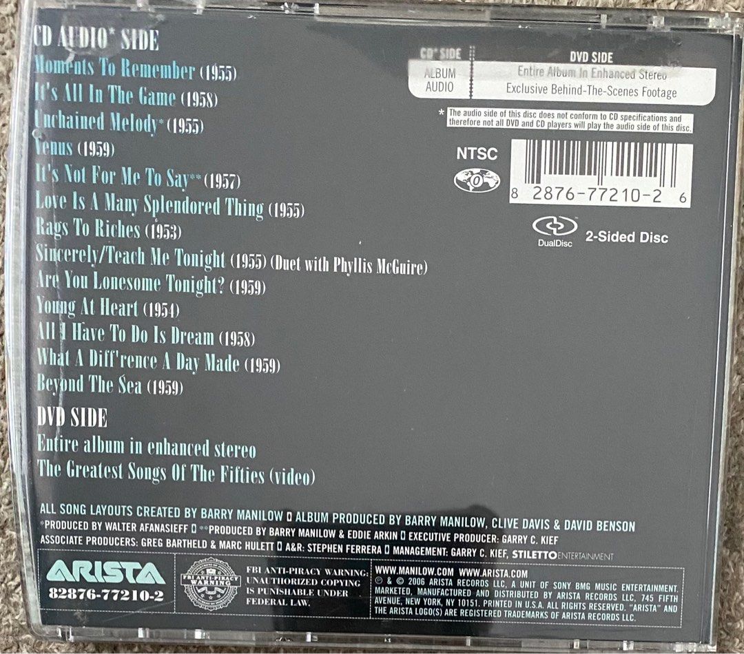 CD / DVD Video & Audio “Dual Disc” - easy listening - Barry Manilow The ...