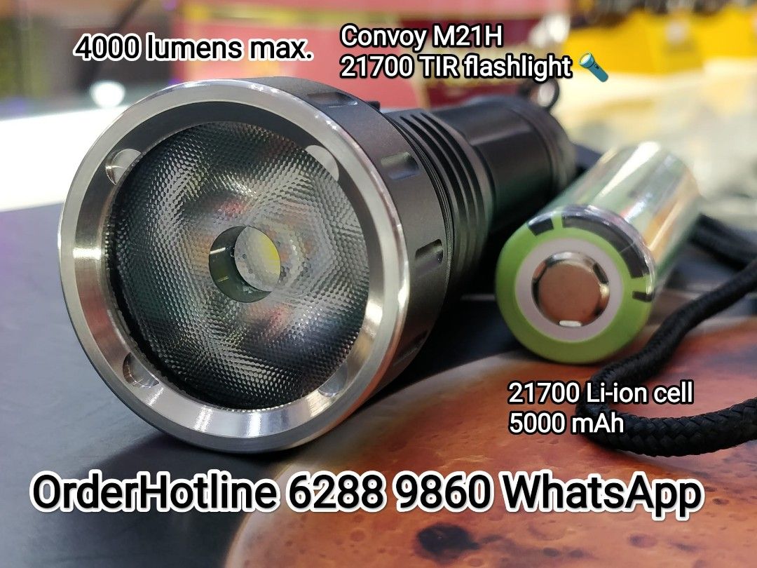 Convoy M21H TIR Tactical LED Flashlight.4000 lumens.Rechargeable via ...