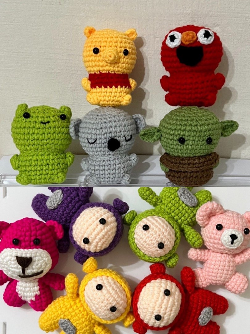 crochet teletubbies, bear, koala,winnie, baby yoda, frog, elmo, Hobbies ...