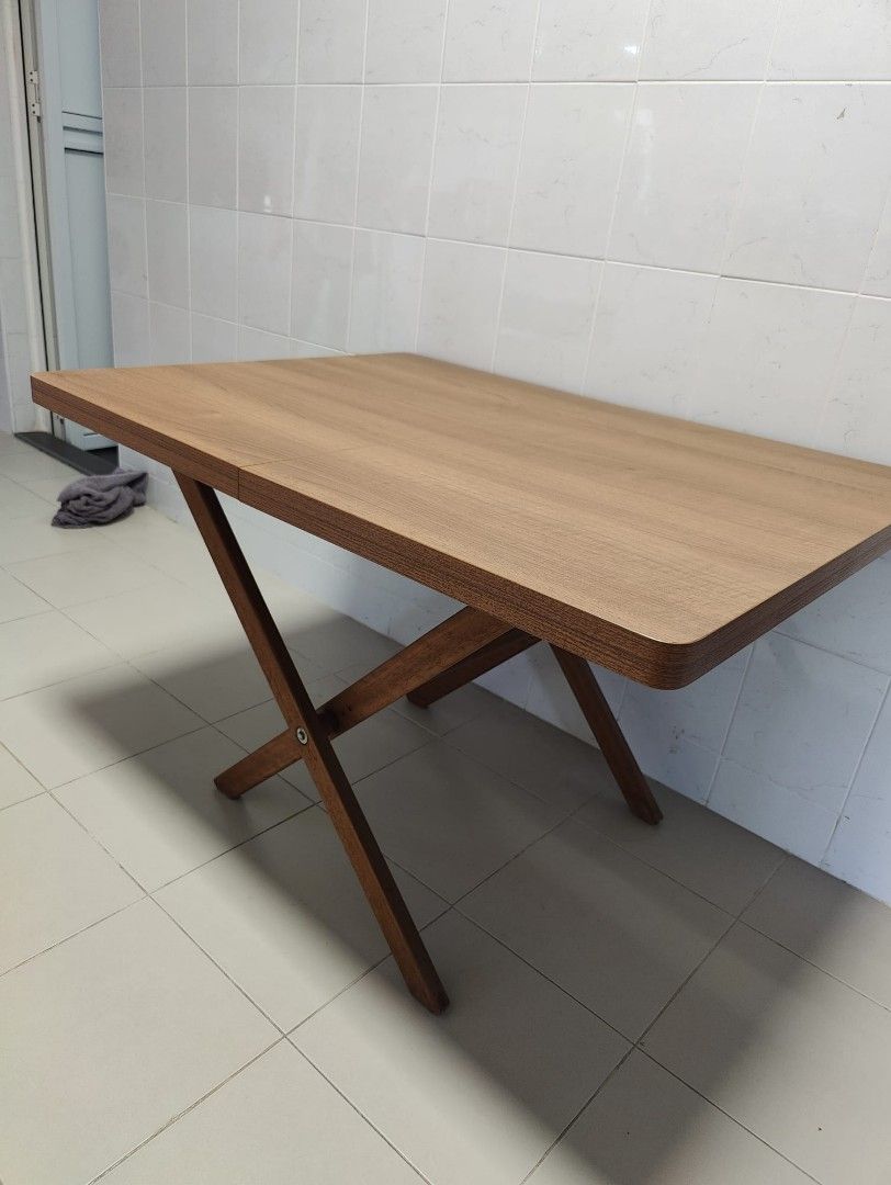 Custom made Solid wood foldable table, Furniture & Home Living ...