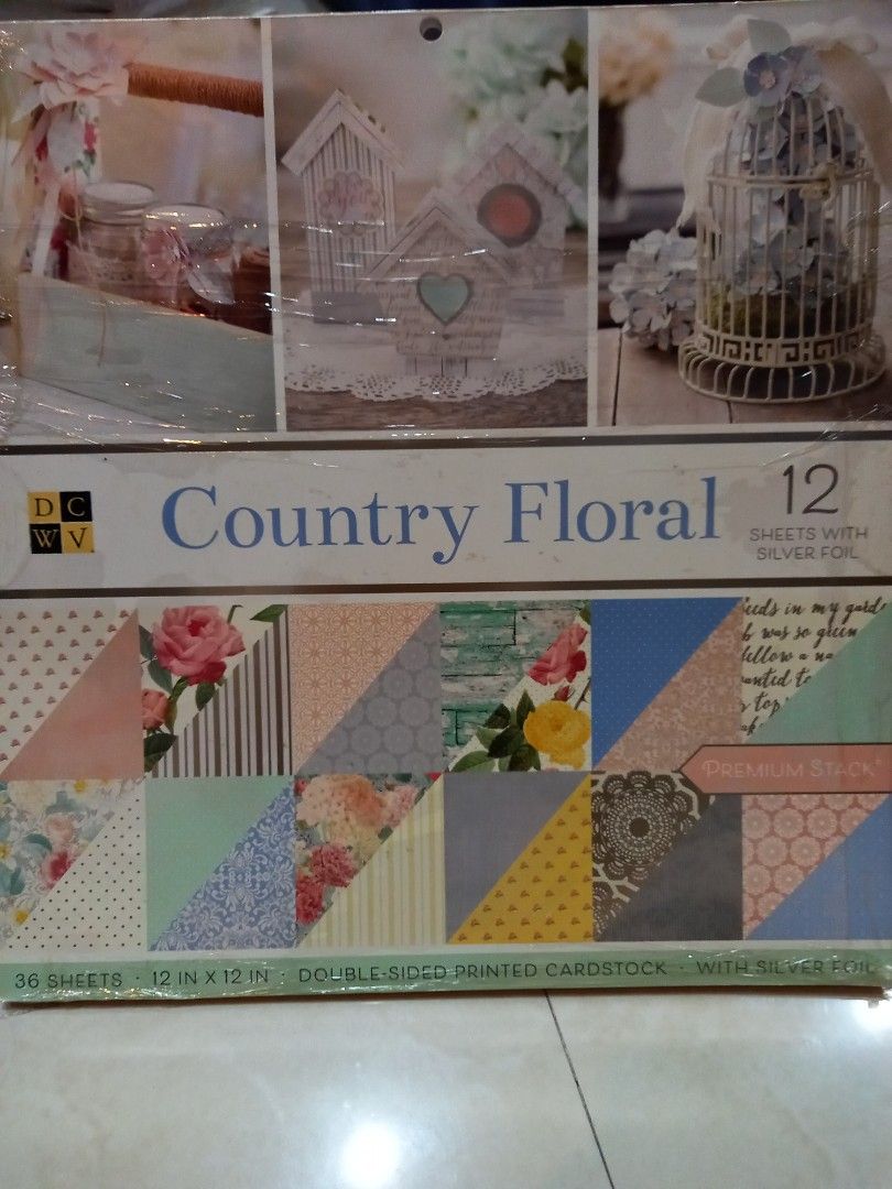DCWV Premium Stack Country Floral 12x12 paper pad with silver foil ...