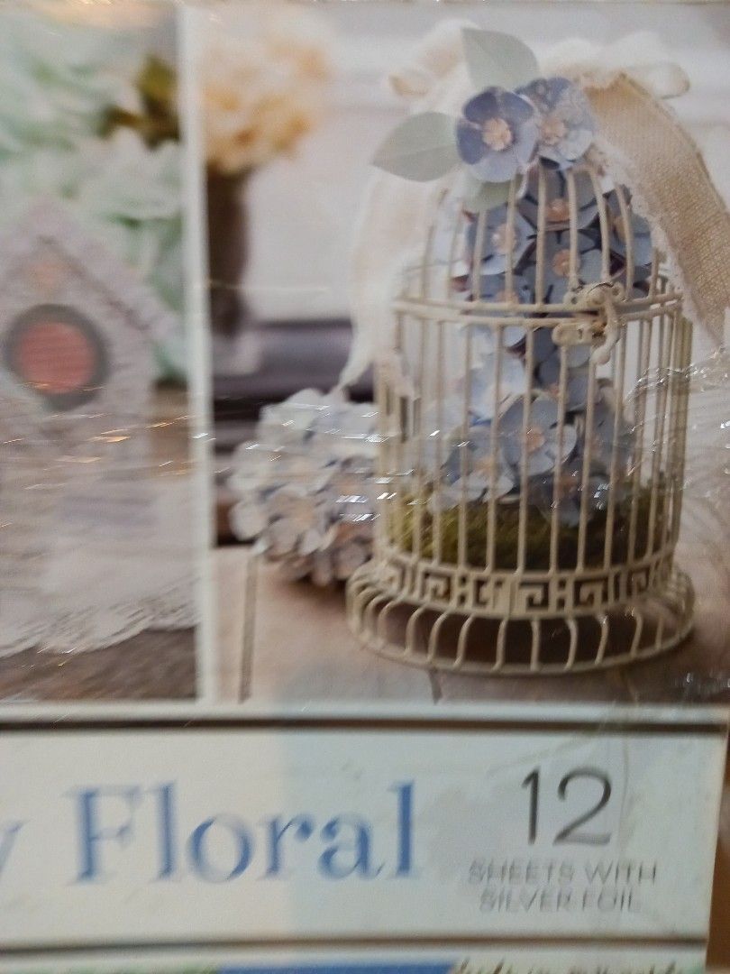 DCWV Premium Stack Country Floral 12x12 paper pad with silver foil ...