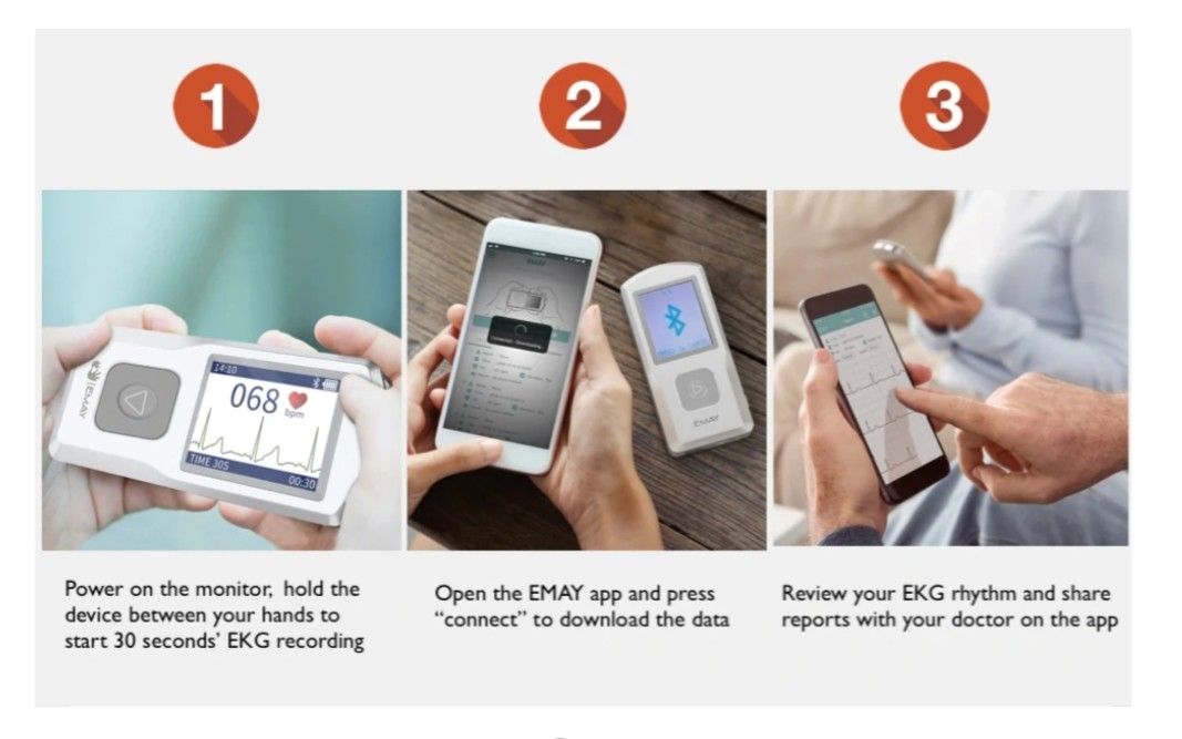 EMAY Portable ECG Monitor (included free delivery), Health & Nutrition ...
