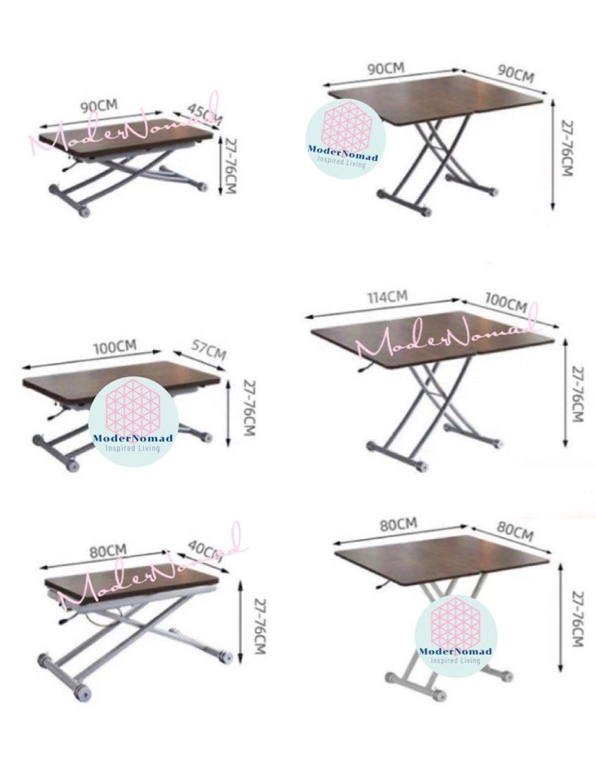 Foldable Coffee Dining Table Adjustable Height Convertible Desktop ...