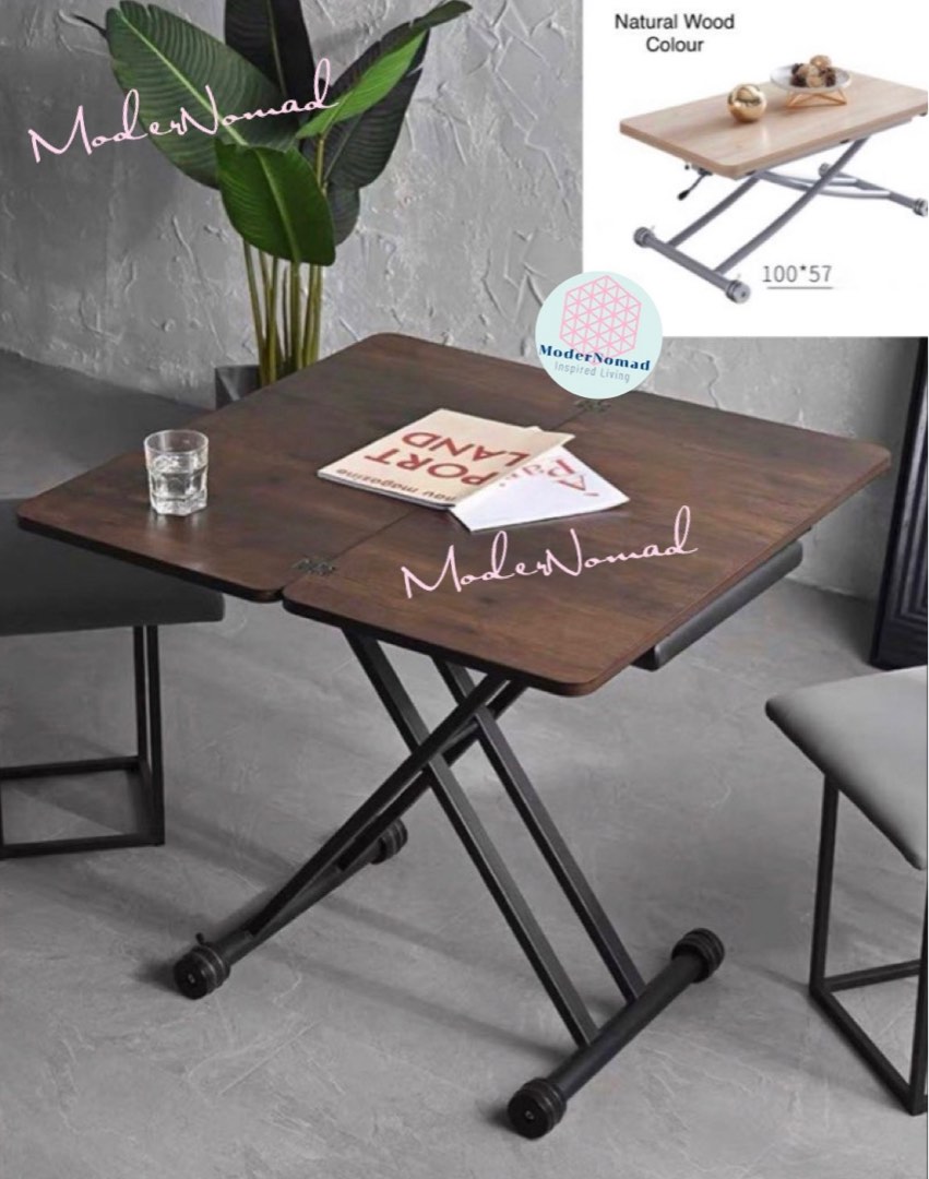 Foldable Coffee Dining Table Adjustable Height Convertible Desktop ...
