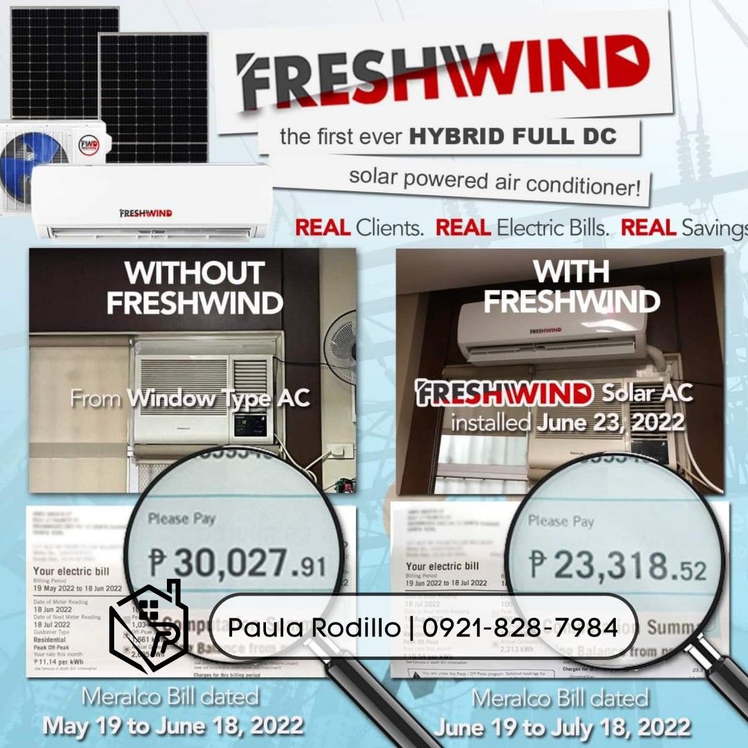 Freshwind Solar Aircon 1.5HP | First Hybrid Full DC Solar Powered Air ...