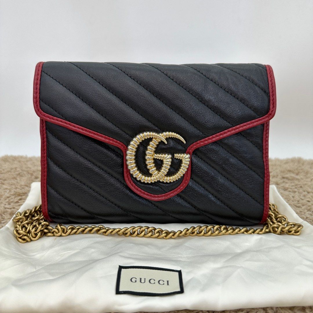 Gucci Marmont WOC in Black and Red Matelasse, Luxury, Bags & Wallets on ...