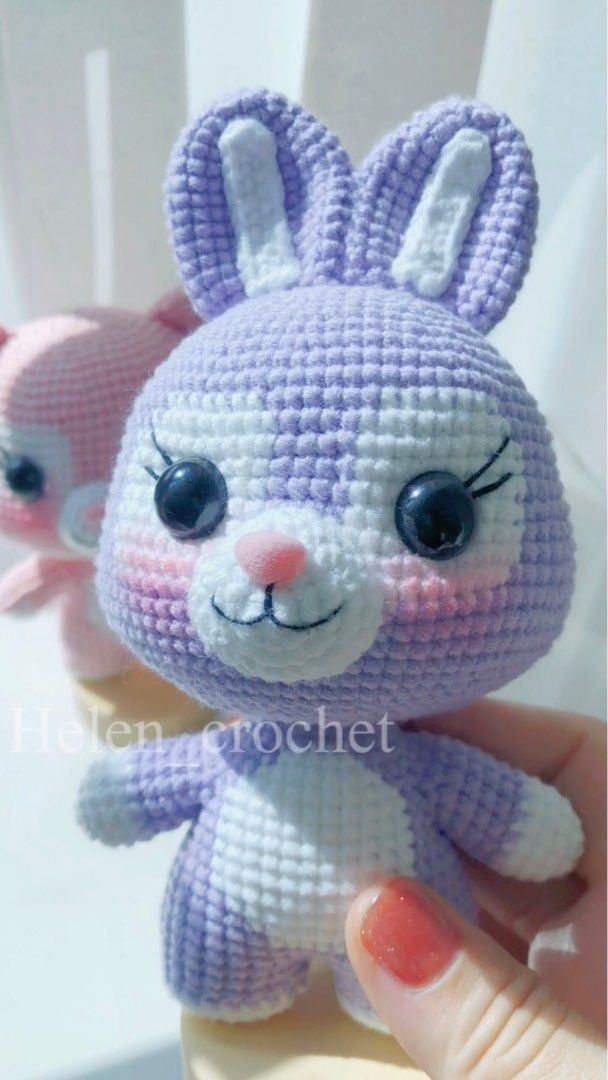 Handmade crochet doll Stella LinaBell display with wooden base bag ...