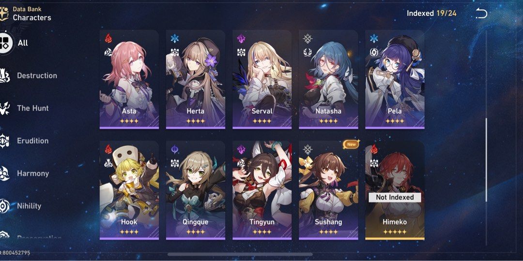 Honkai star rail account (seele, silver wolf, bailu, e2 gepard, bronya ...