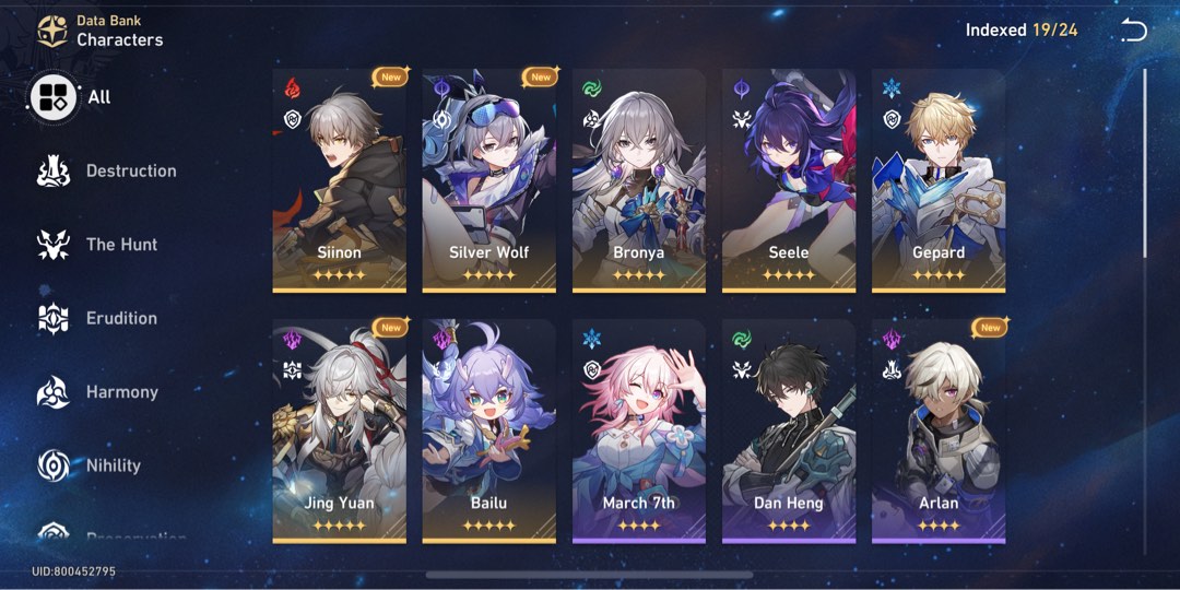 Honkai star rail account (seele, silver wolf, bailu, e2 gepard, bronya ...
