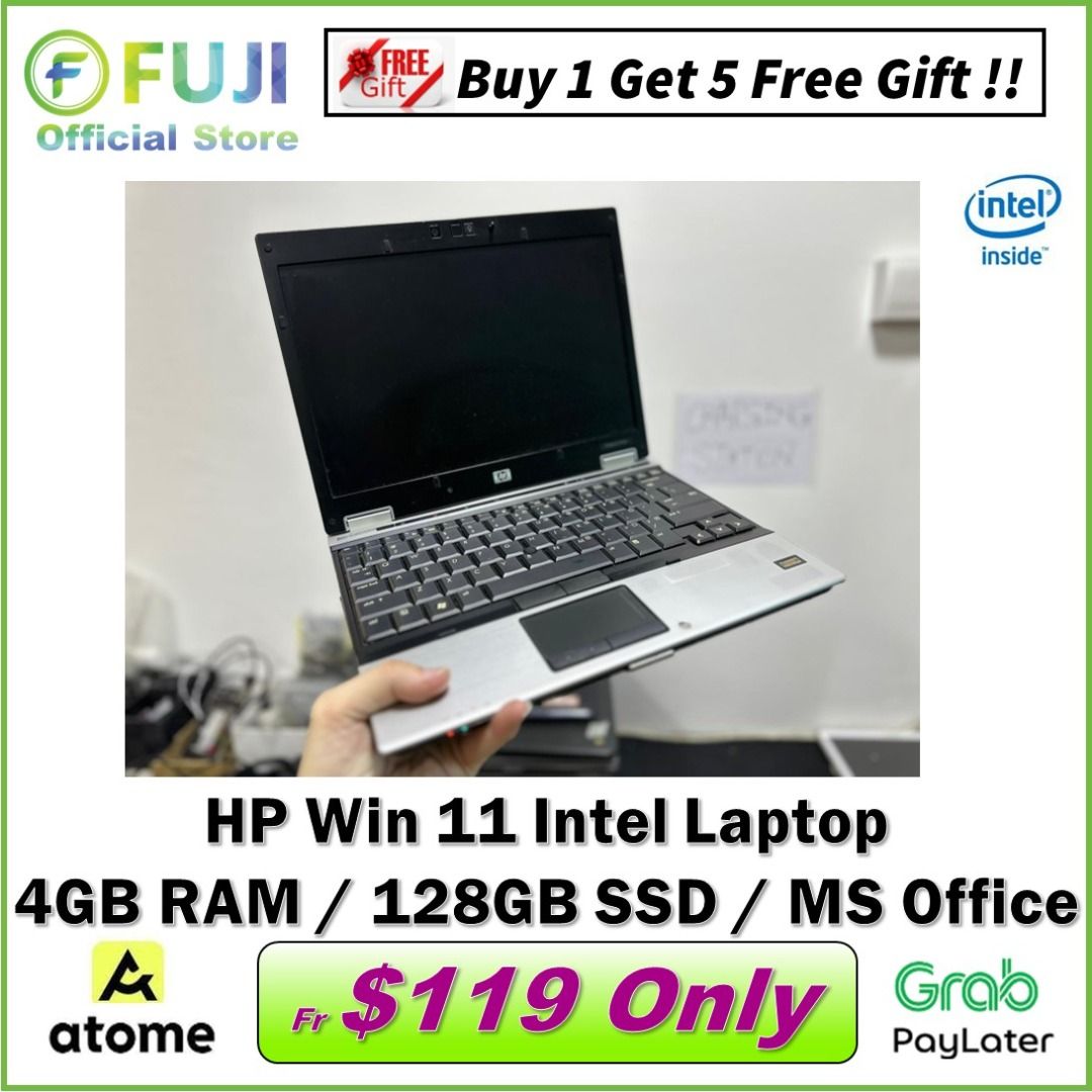 HP Win 11 intel SSD Laptop - New Battery - 4GB RAM - 128GB SSD - Windows 11 + Free MS Office ...