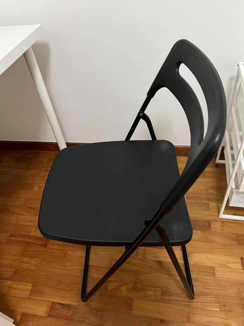 ikea folding chair black NISSE, Furniture & Home Living, Furniture ...