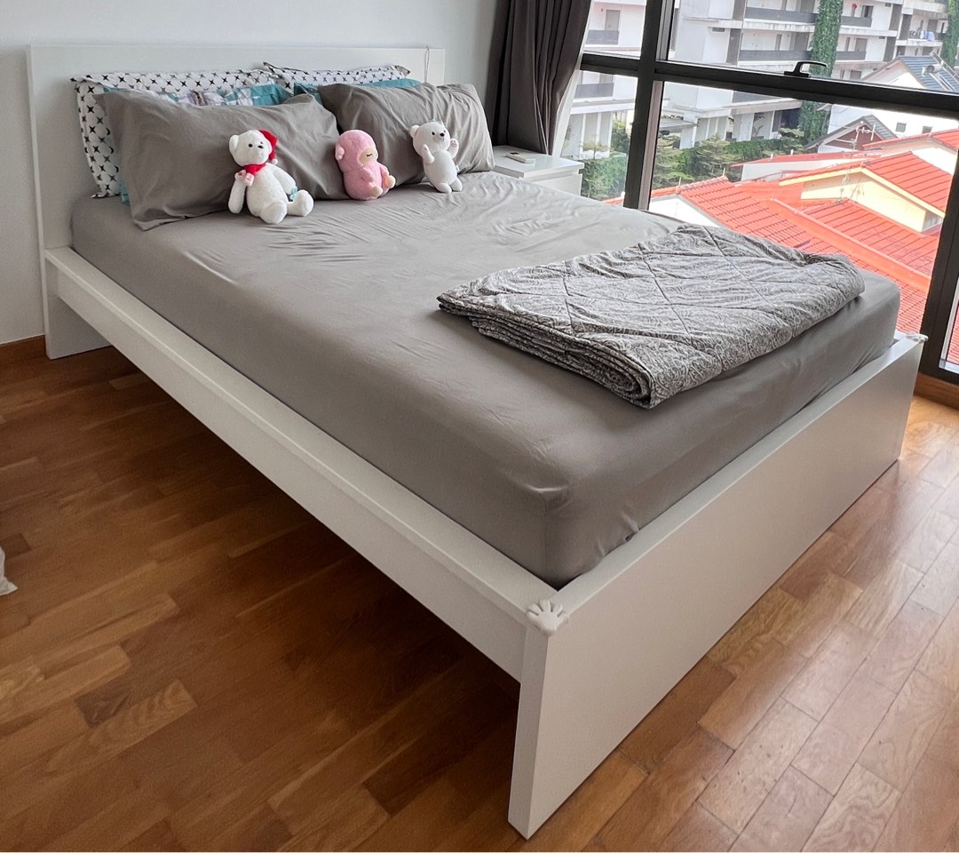 IKEA Malm Queen Size Bed Frame and Filan Spring Mattress - Luroy Base - Excellent Condition ...