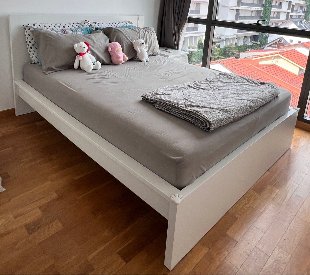 IKEA Malm Queen Size Bed Frame and Filan Spring Mattress - Luroy Base - Excellent Condition ...