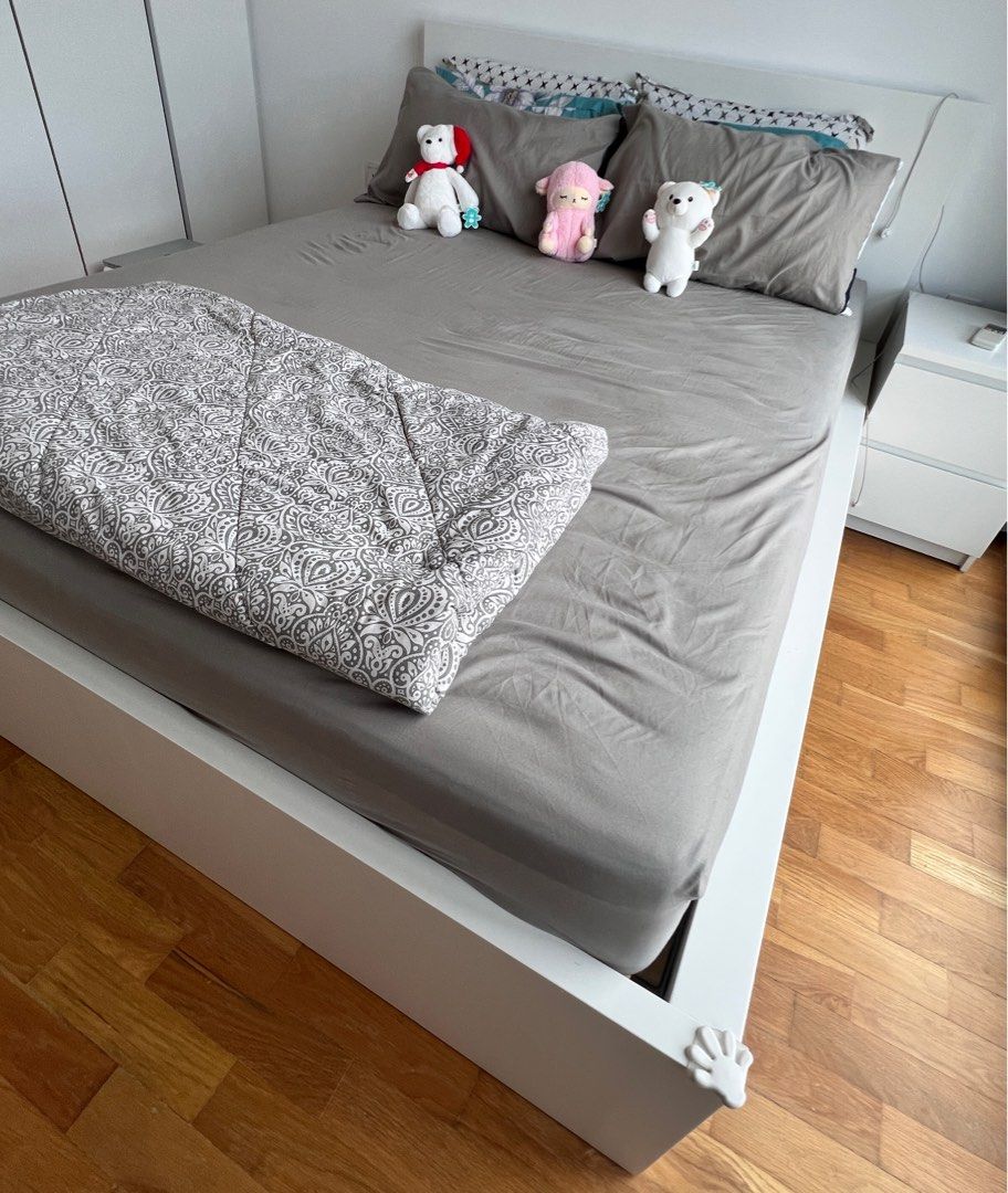 IKEA Malm Queen Size Bed Frame and Filan Spring Mattress - Luroy Base - Excellent Condition ...