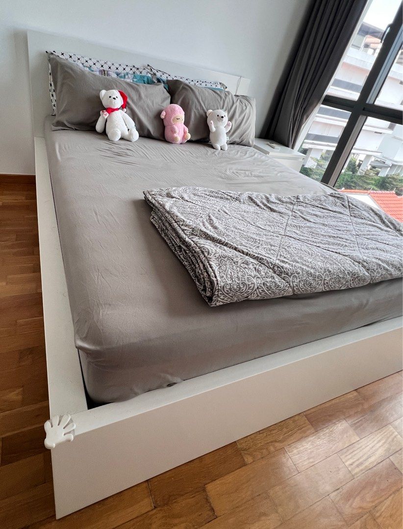 IKEA Malm Queen Size Bed Frame and Filan Spring Mattress - Luroy Base - Excellent Condition ...