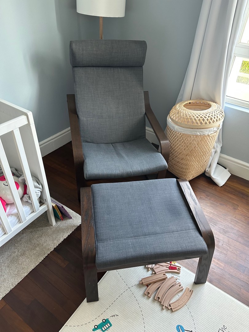 IKEA Poang Armchair and Footstool, Furniture & Home Living, Furniture ...