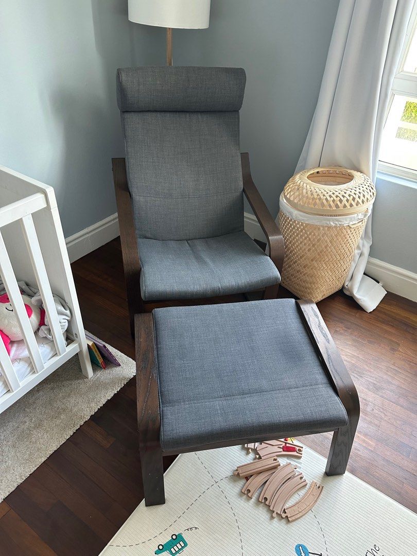 IKEA Poang Armchair and Footstool, Furniture & Home Living, Furniture ...