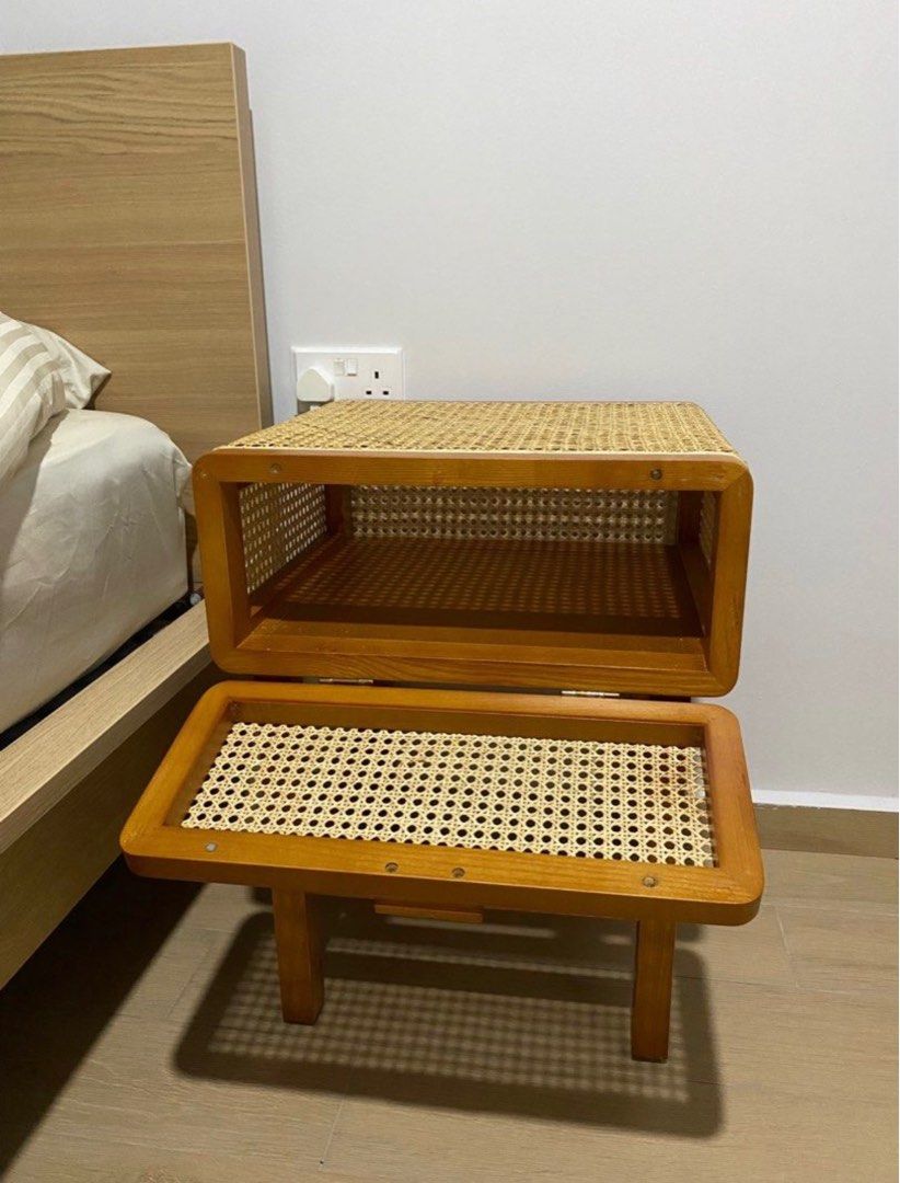 Japandi Rattan Bedside Table Cabinet price drop, Furniture & Home ...