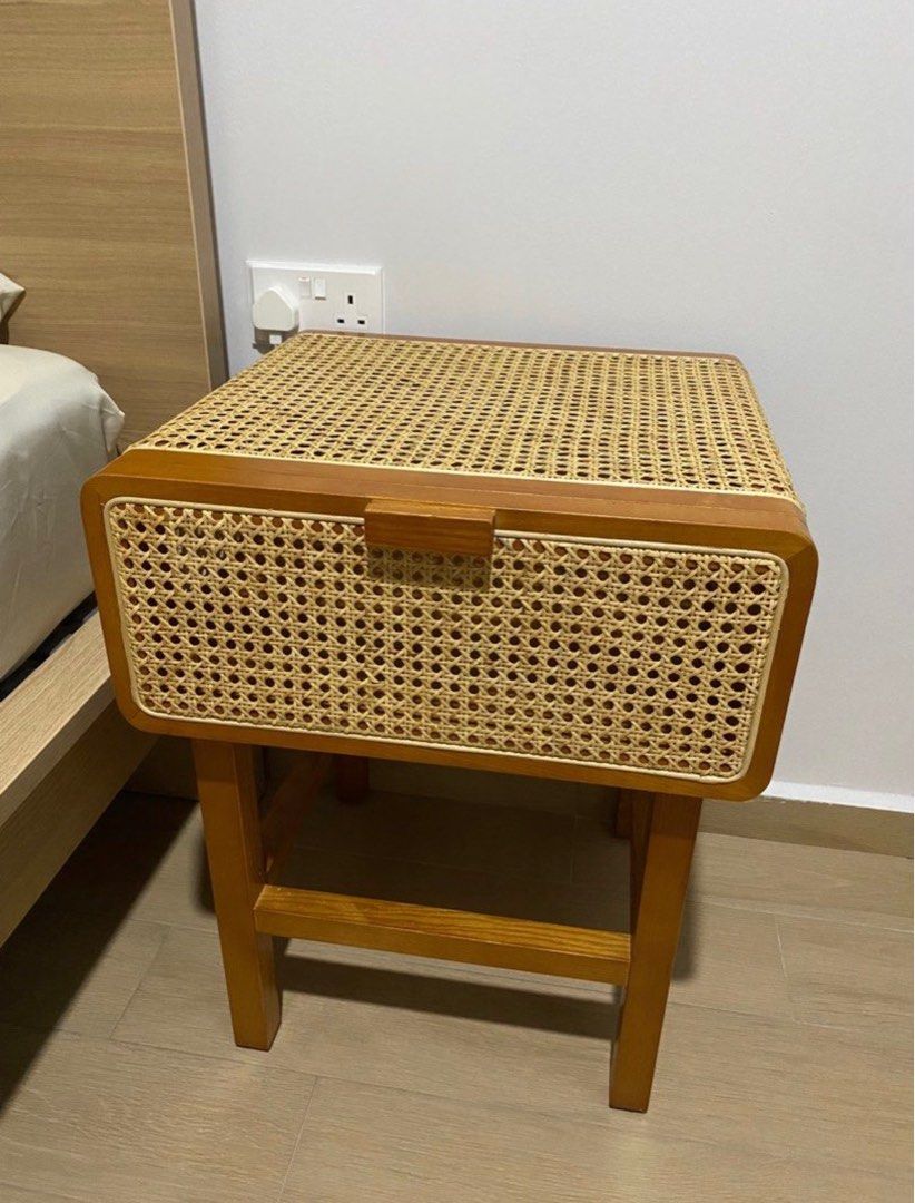 Japandi Rattan Bedside Table Cabinet price drop, Furniture & Home ...